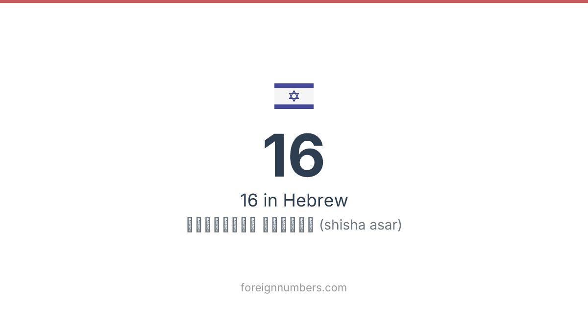 16 in Hebrew - How to Say 16 | Foreign Numbers